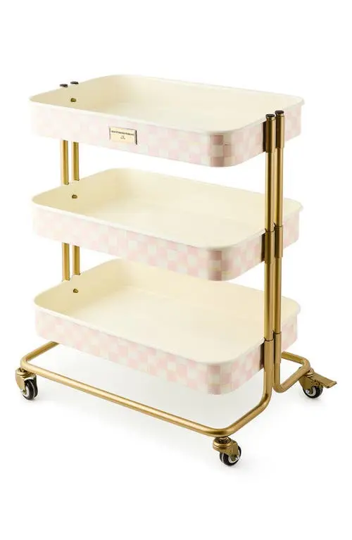 MACKENZIE-CHILDS Check 3-tier Kitchen Cart - Rosy