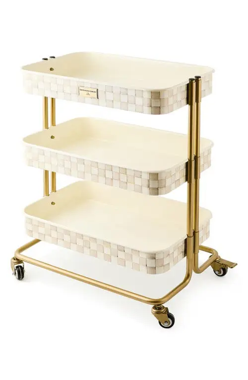 MACKENZIE-CHILDS Check 3-tier Kitchen Cart - Mocha