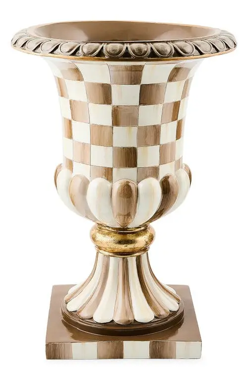 MACKENZIE-CHILDS Check Tabletop Pedestal - Mocha