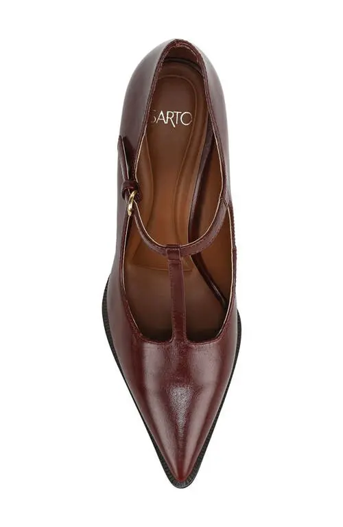 Franco Sarto Atley T-strap Pointed Toe Pumps - Mahogany Red