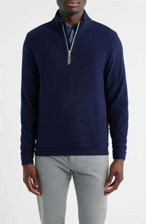 Scott Barber Mock Neck Stretch Fleece Half Zip Pullover - Navy
