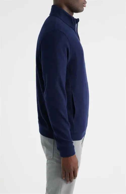 Scott Barber Mock Neck Stretch Fleece Half Zip Pullover - Navy