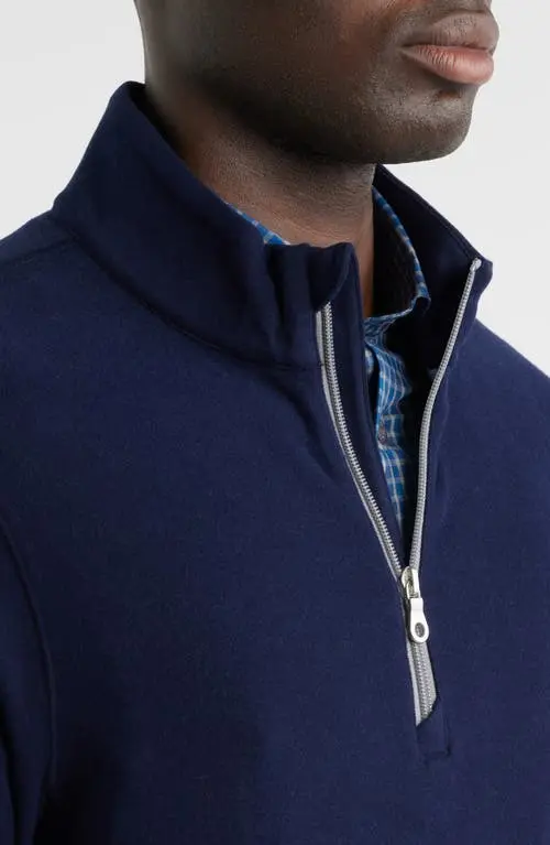 Scott Barber Mock Neck Stretch Fleece Half Zip Pullover - Navy