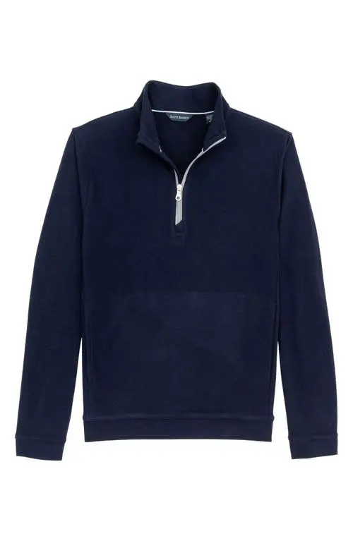 Scott Barber Mock Neck Stretch Fleece Half Zip Pullover - Navy