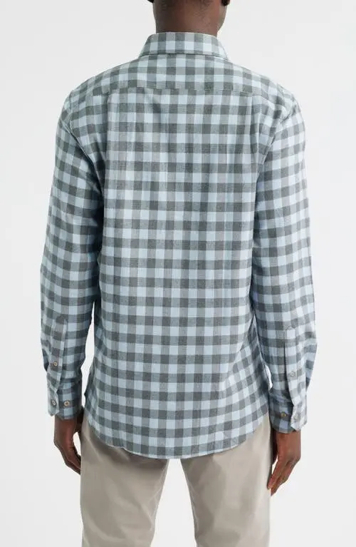Scott Barber Canclini Regular Fit Check Cotton Mélange Flannel Button-up Shirt - Sky