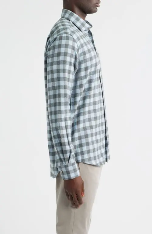 Scott Barber Canclini Regular Fit Check Cotton Mélange Flannel Button-up Shirt - Sky