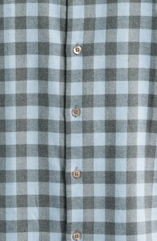 Scott Barber Canclini Regular Fit Check Cotton Mélange Flannel Button-up Shirt - Sky