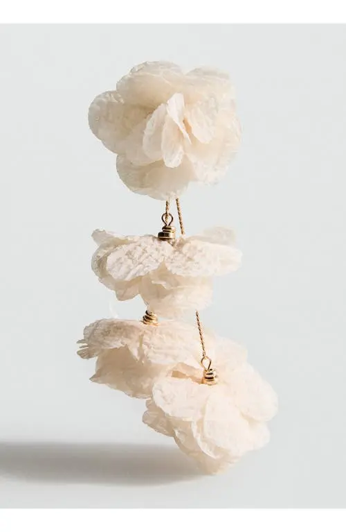Mango Textured Flower Drop Earrings