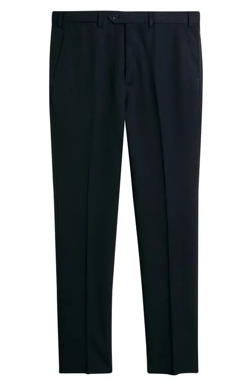 Emporio Armani Flat-front Virgin Wool Dress Pants - Navy
