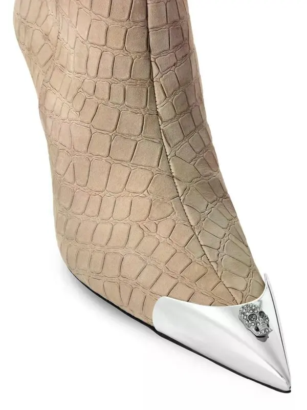 Philipp Plein 120mm Crocodile-embossed Metallic-toe Boots