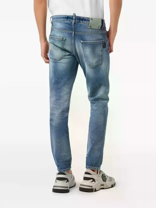 Philipp Plein Paint Splatter Distressed Jeans