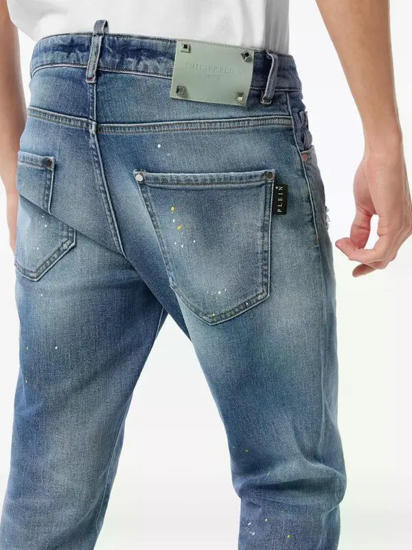 Philipp Plein Paint Splatter Distressed Jeans