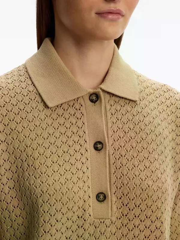 12 STOREEZ Open-knit Polo Top