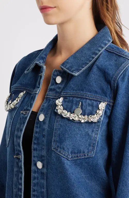 PTCL Rhinestone Detail Denim Trucker Jacket