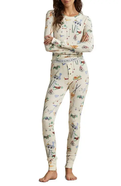 Polo Ralph Lauren Stretch Organic Cotton & Modal Long Pajamas - Travel Ski Prnt