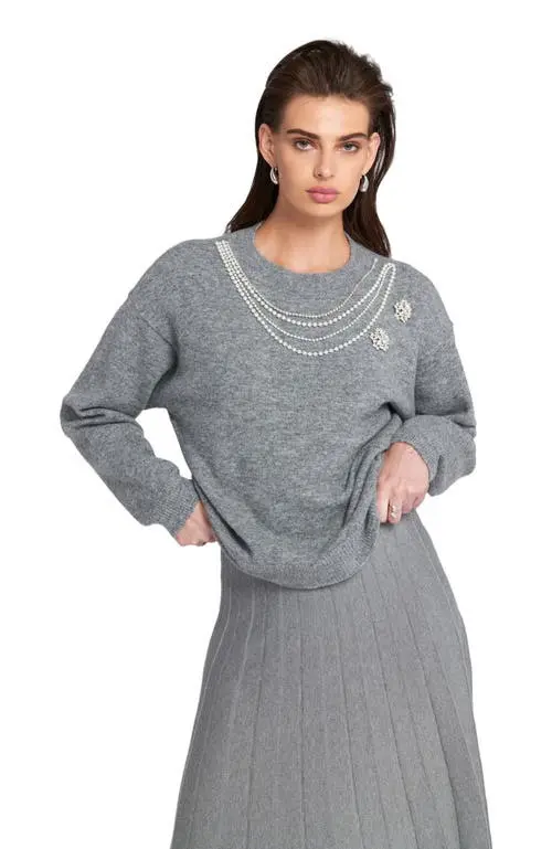 ELLE COLLECTION Embellished Pullover Sweater