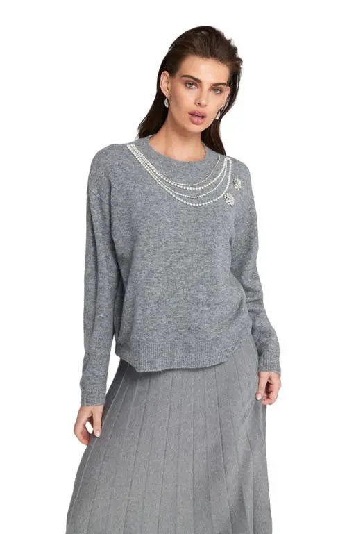 ELLE COLLECTION Embellished Pullover Sweater