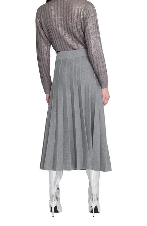 ELLE COLLECTION Pleated Sweater Knit Midi Skirt - Grey