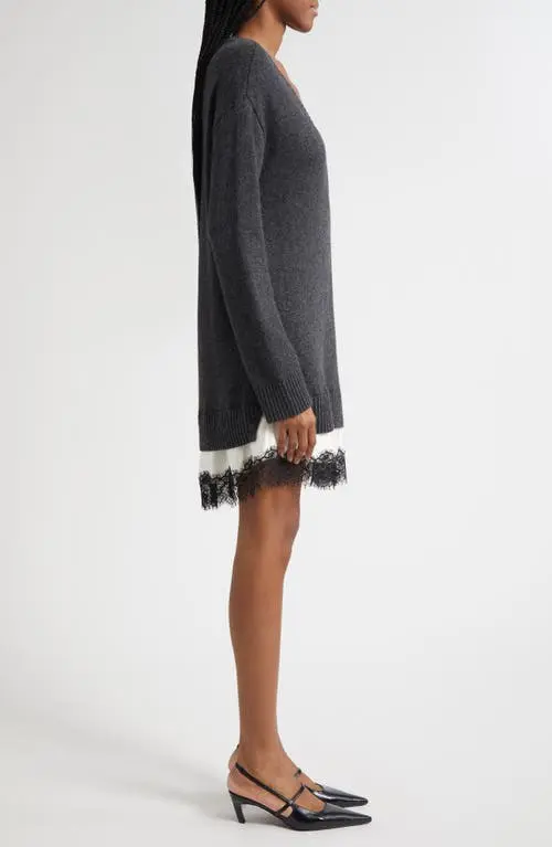 Cinq À Sept Simona Lace Trim Sweater Dress