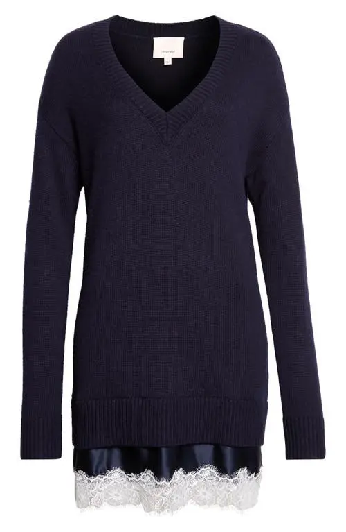 Cinq À Sept Simona Lace Trim Sweater Dress