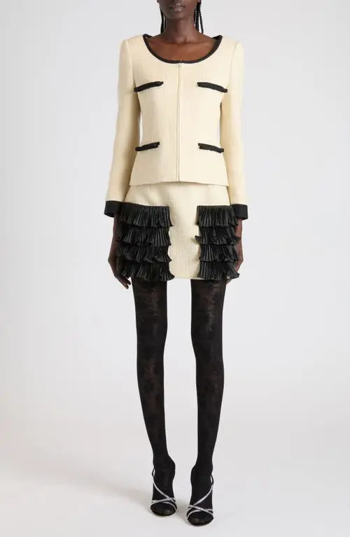 Valentino Garavani Contrast Ruffle Tweed Miniskirt