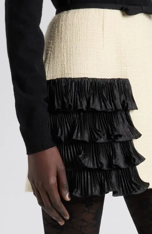 Valentino Garavani Contrast Ruffle Tweed Miniskirt