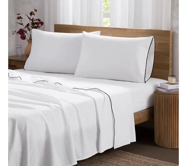 BROOKLYN LOOM Merrowed Edge 4 Piece Queen Sheet Set