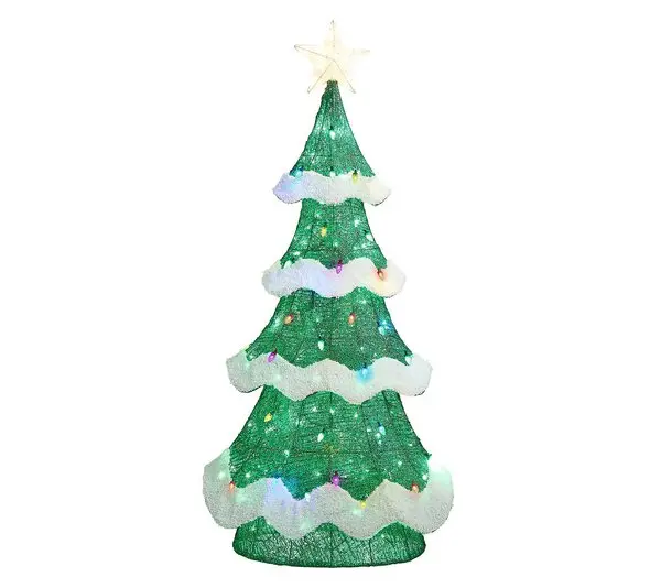 GLITZHOME 74'h Led Lighted Outdoor 3d Mesh Chri Stmas Tree