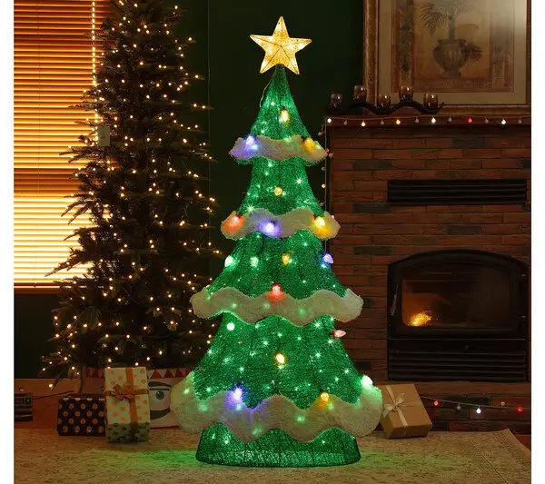 GLITZHOME 74'h Led Lighted Outdoor 3d Mesh Chri Stmas Tree