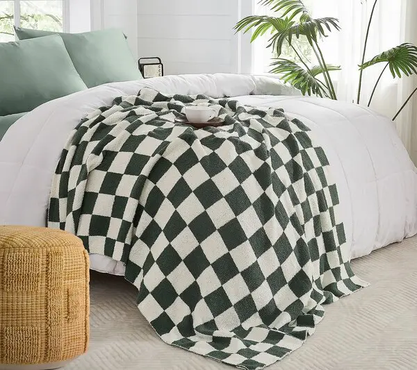 TRULY SOFT Cozy Checkerboard Reversible 50x70 T Hrow - One-color