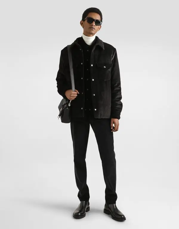 Dolce & Gabbana Padded And Quilted Velvet Shirt Jacket - Black
