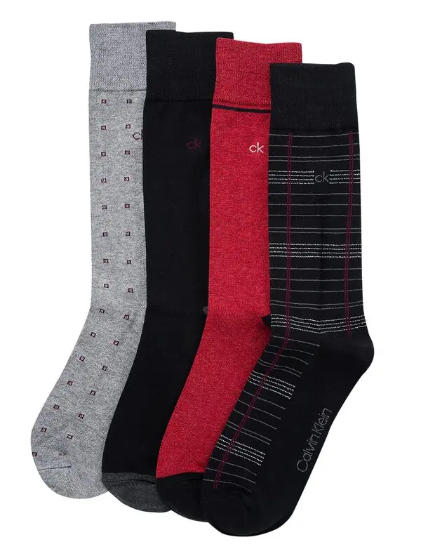 Calvin Klein Combed Cotton 4-pack Dress Socks - Black