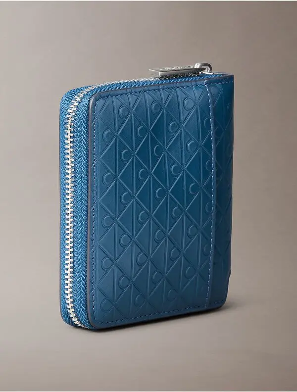 Calvin Klein Embossed Emblem Logo Zip Wallet - Moonlit Ocean