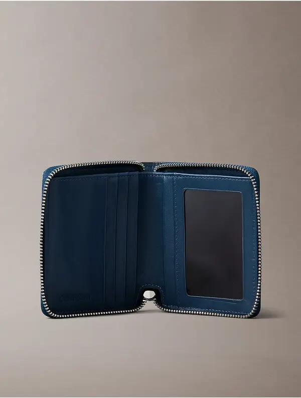 Calvin Klein Embossed Emblem Logo Zip Wallet - Moonlit Ocean