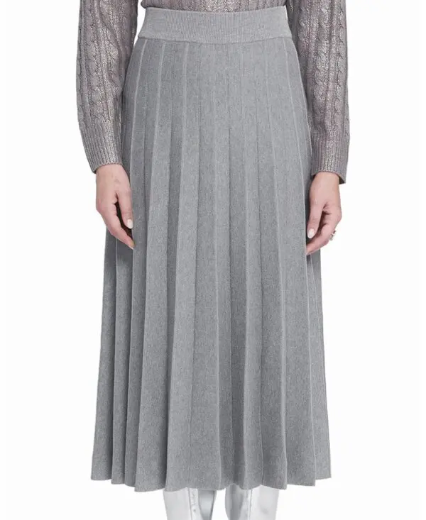 ELLE COLLECTION Pleated Sweater Skirt - Light/pastel Grey