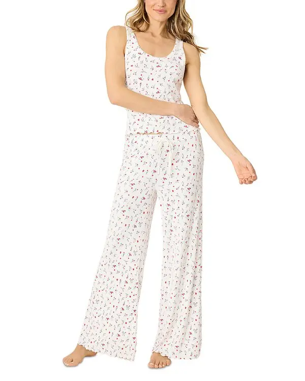 PJ Salvage La Rose Tank Pajama Set - Ivory
