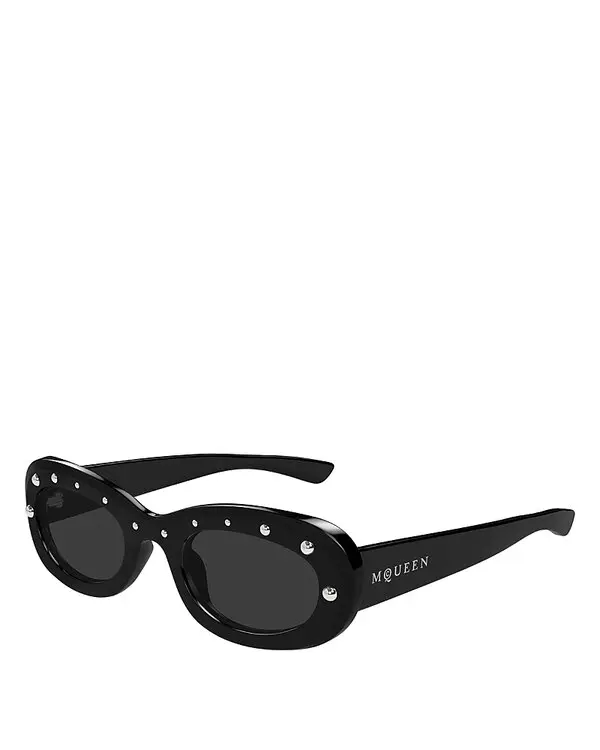 Alexander McQueen Oval Sunglasses, 51mm - Black