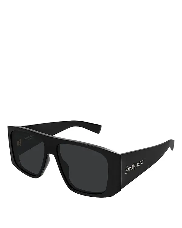 Saint Laurent Rectangular Full Rim Sunglasses, 57mm - Black