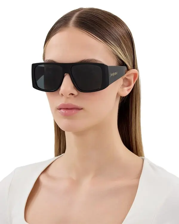 Saint Laurent Rectangular Full Rim Sunglasses, 57mm