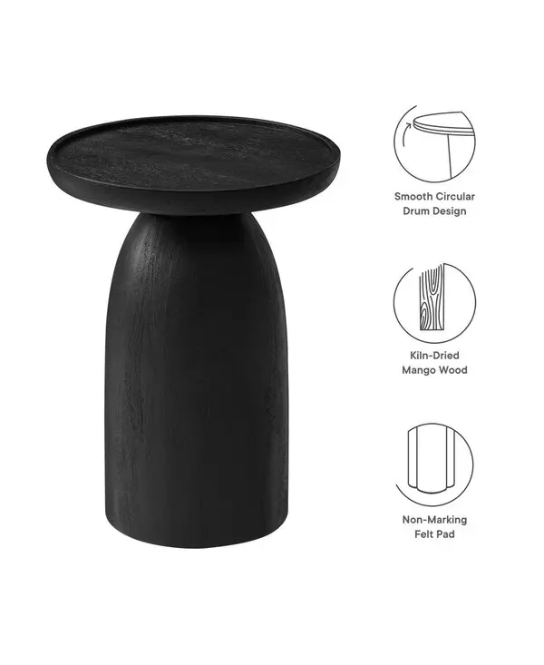 MODWAY Holloway Round Wood Side Table - Black