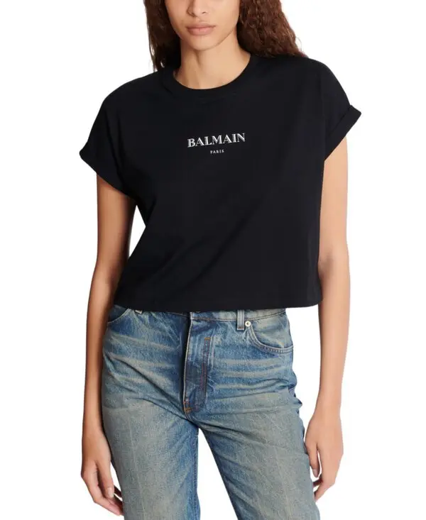 Balmain Cropped T-shirt With Print