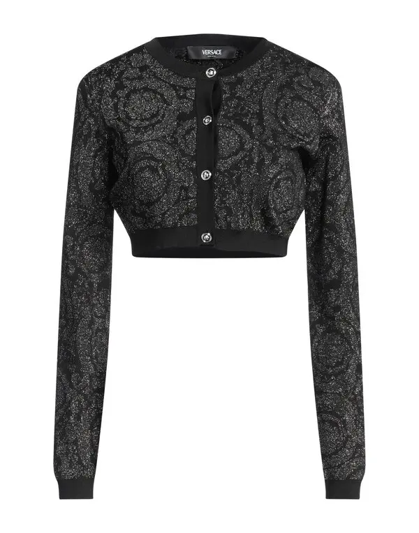 Versace Jacquard-knit Cardigan - Black