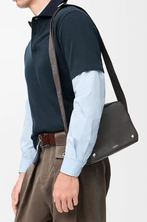 Loewe Medium Pebble Messenger Bag - Dark Grey
