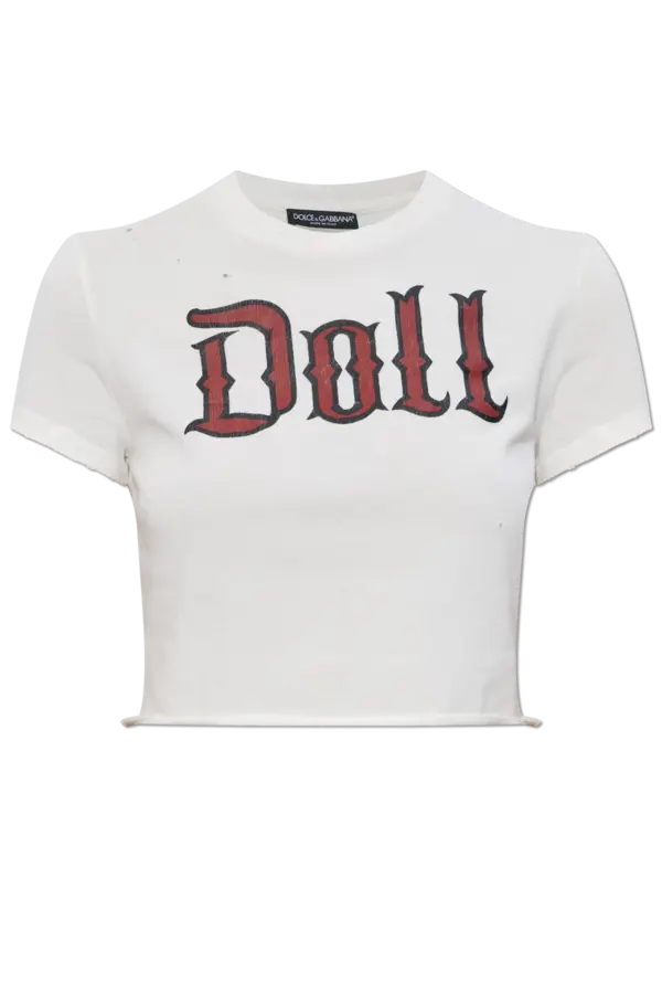 Dolce & Gabbana Cropped T-shirt With Vintage Effect - White