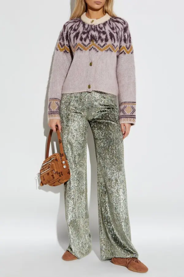 FORTE_FORTE Velvet Wide-leg Trousers With Lurex Thread - Silver