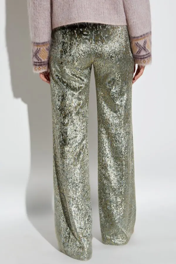 FORTE_FORTE Velvet Wide-leg Trousers With Lurex Thread - Silver