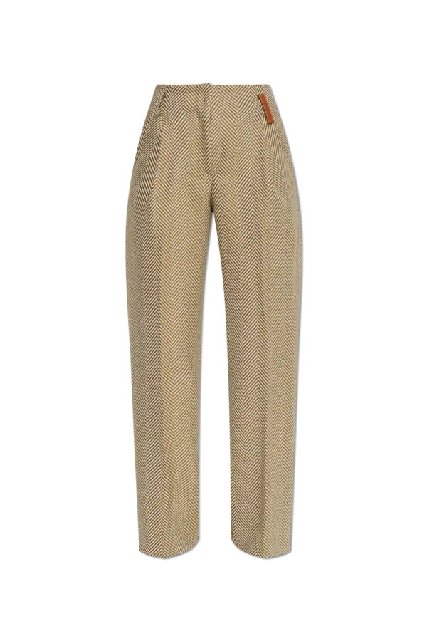 FORTE_FORTE Herringbone Pattern Straight Trousers