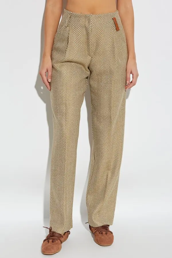 FORTE_FORTE Herringbone Pattern Straight Trousers