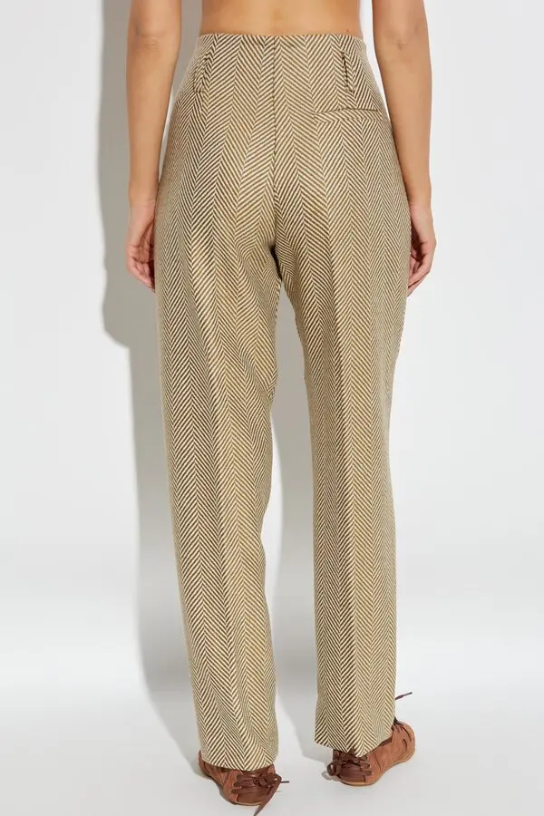 FORTE_FORTE Herringbone Pattern Straight Trousers
