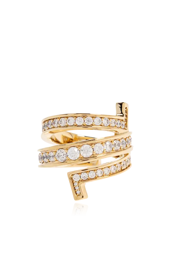 FERRAGAMO Ring With Crystals - Gold